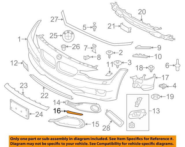 BMW OEM 428i xDrive Front Bumper Grille Grill-Finish Molding Right ...