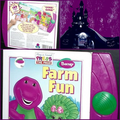 Barney "Farm Fun" Play-a-Sound Press The Page Board Book (1998) RARE ...