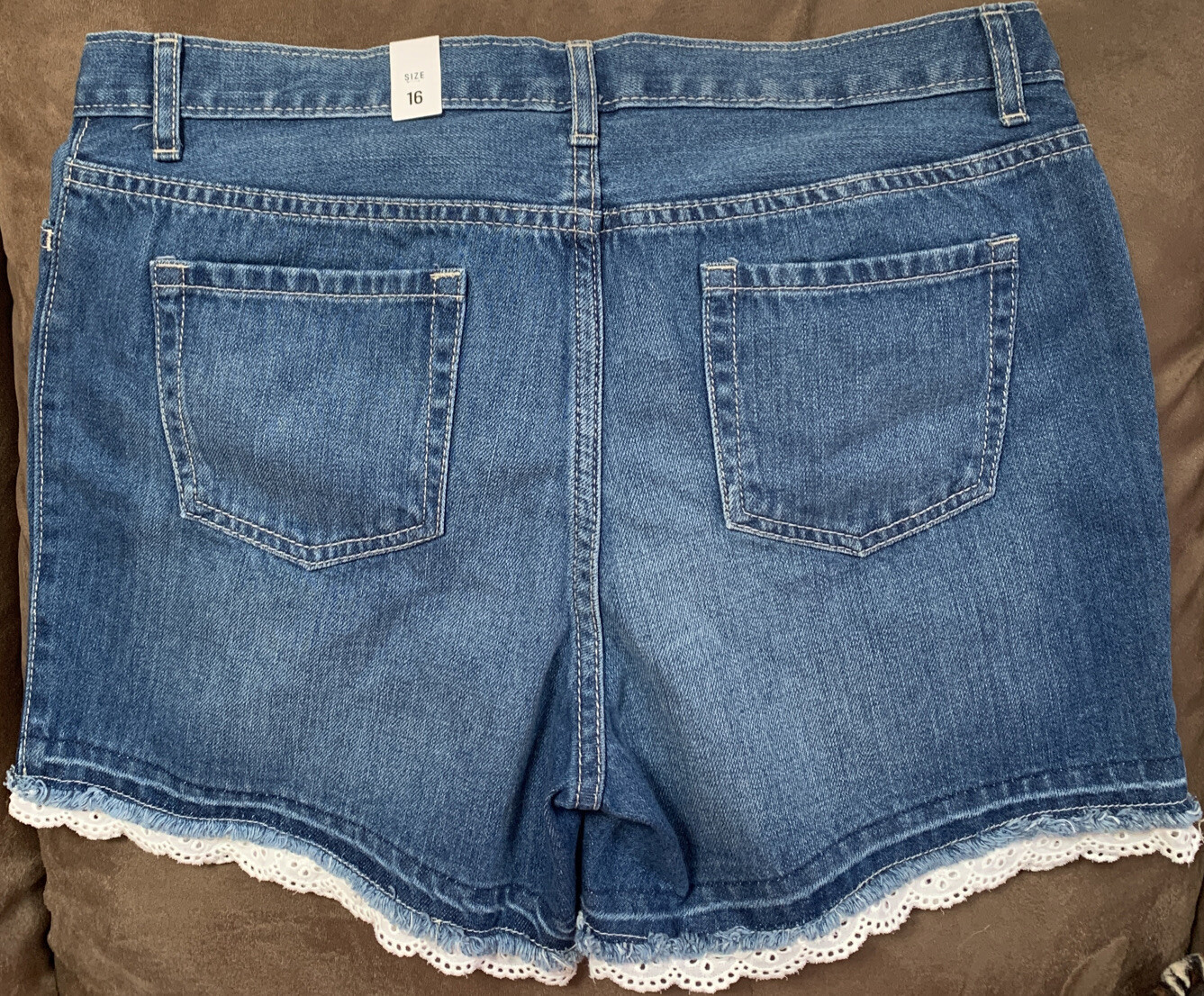 GIRLS SHORTS SIZE 16 DENIM LACE TRIM SUPER CUTE!! | eBay