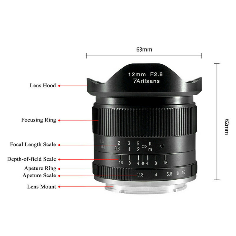 7artisans 12mm F2.8 Wide Angle Portrait Lens for Sony E-Mount A6500 A7 ...