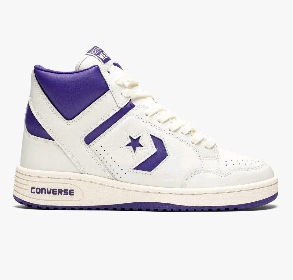 SIZE 12 MENS - Converse Weapon Mid White Purple A11211C LAKERS NEW LA ...