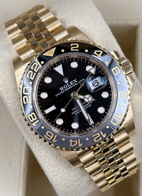 Rolex GMT Master II 126718 GRNR Black Gray Bezel 40mm Yellow Gold Men's ...