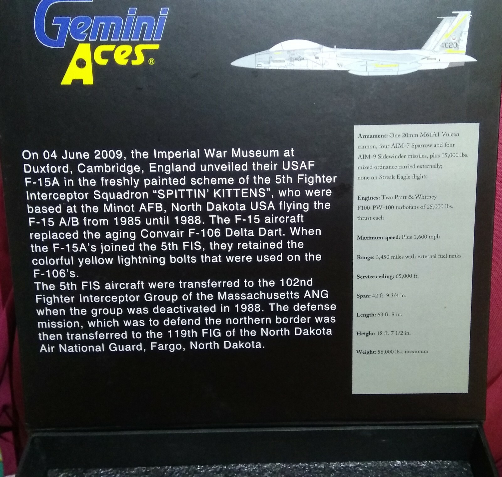 Gemini Aces 1/72 F-15A, USAF 5th FIS Spittin Kittens, Minot AFB, ND ...