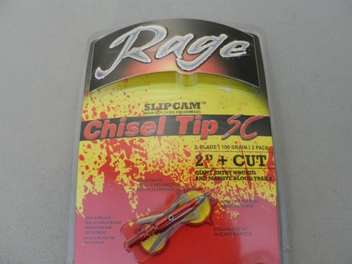 NIP Rage Chisel Tip 2 Blade Sc 100 Grain Broad Head Factory 2"+ Slip ...