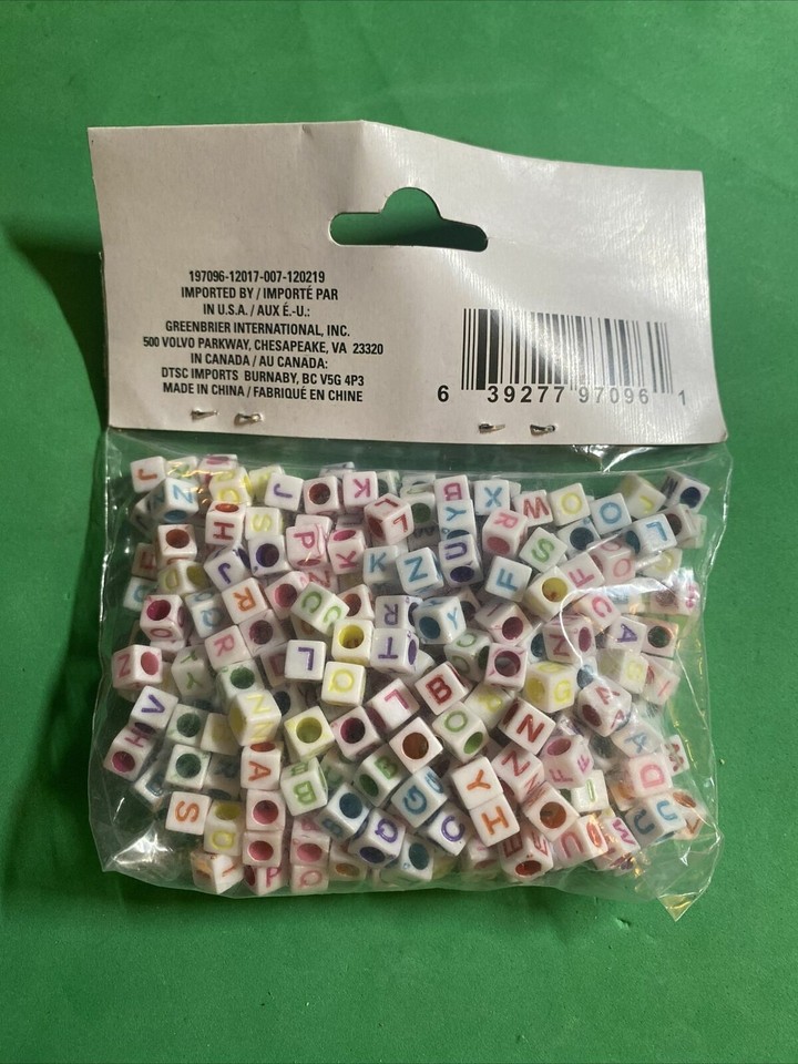 NEW 325 Square Colored Alphabet Beads Crafts Jewelry 3/16" FREE ...