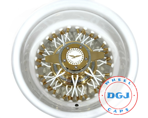 Zenith Style 13x7 Reverse 42 Spokes White &Gold Nip/Hub Lowrider Wire ...