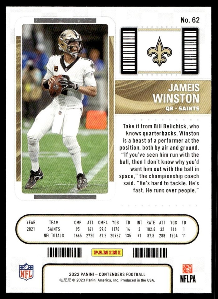 2022 Panini Contenders Season Ticket Jameis Winston G609 #62 | eBay