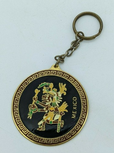 Vintage Keychain Maya Riviera Mexico Travel Souvenir Aztec Chief Mayan ...