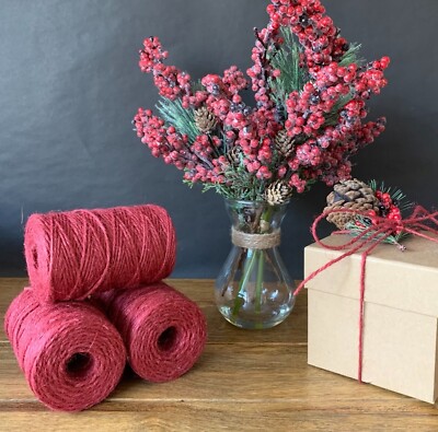 1-110m Burgundy Twine Natural Christmas Jute Burlap 3Ply 3MM Thick ...