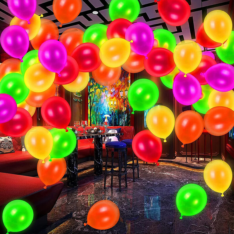 10pcs Neon Glow Balloons Reusable Glow In The Dark Balloon Party Decor ...