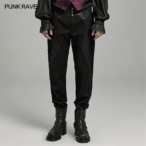 PUNK Rave Men Patchwork Black Steampunk Punk Pants Trousers Gothic Rock ...