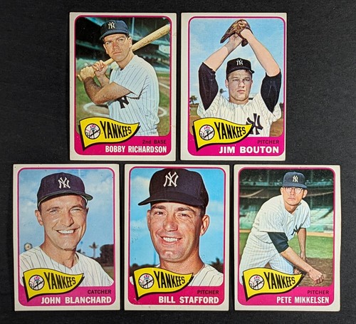 1965 Topps Baseball New York Yankees Lot 5 Cards Bobby Richardson John ...