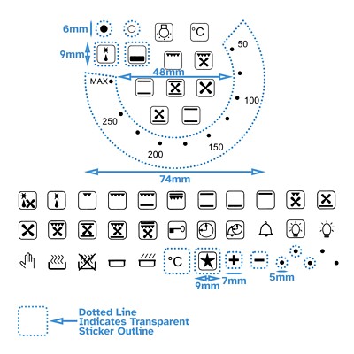 Combo 50pc Symbols & 50-250 Degree Oven Dial Switch Stove Cooktop ...