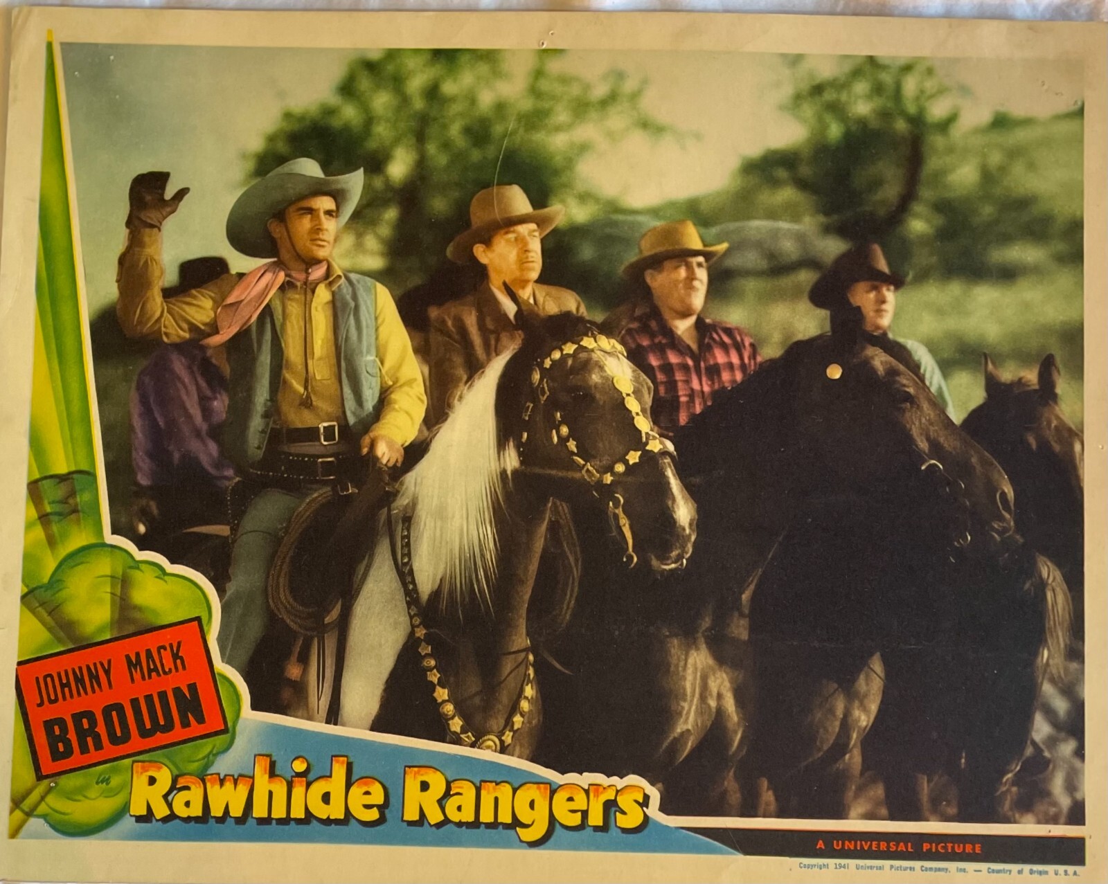 JOHNNY MACK BROWN 'RAWHIDE RANGERS' original LOBBY CARD (11X14) - 1941 ...