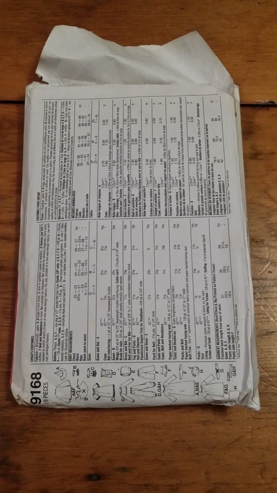 SIMPLICITY CHILDS COSTUME INDIAN WITCH PATTERN 9168 SIZE 3-8 FREE ...