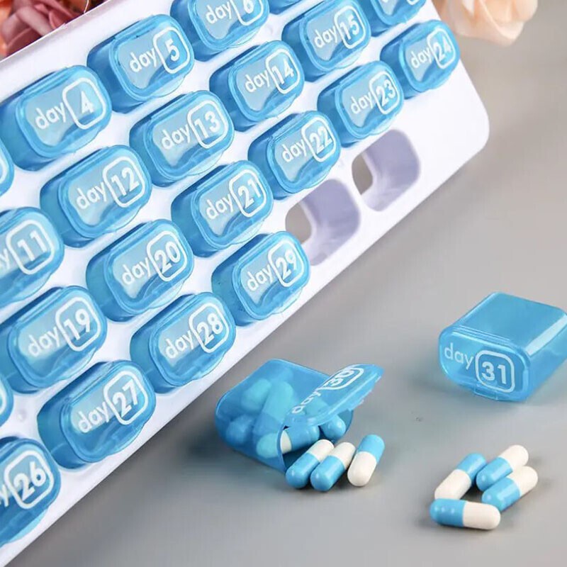 31 Day Monthly Pills box Split Single Tablet Medicine Holder Storage ...