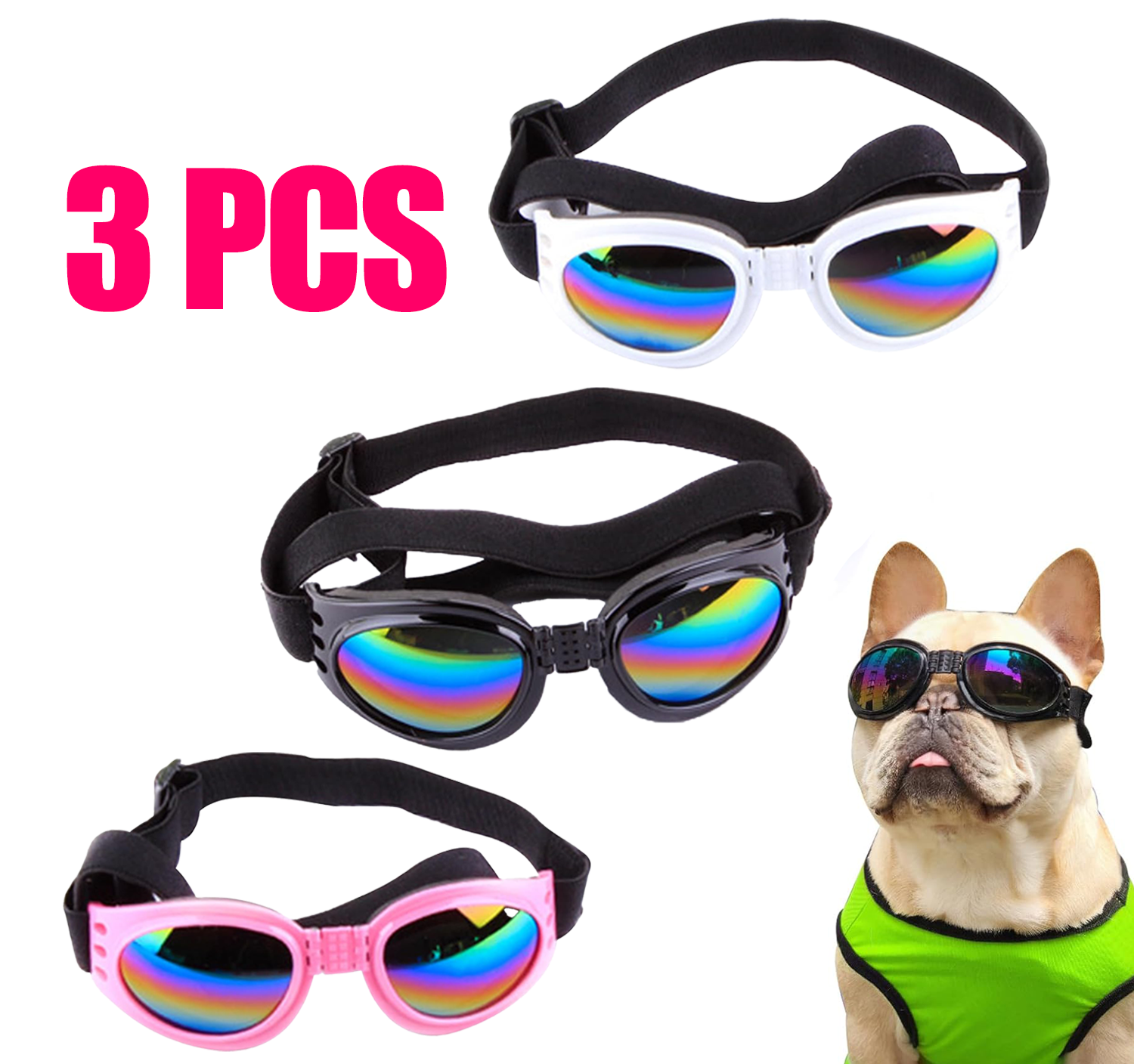 3 x Colorful Pet Dog Goggles UV Sunglasses Protection Anti-wind Doggles ...