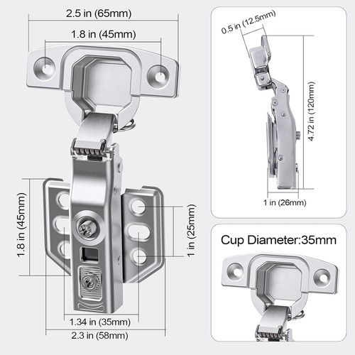 10 Pieces GIKOHO Soft Closing Frameless Inset Cabinet Door Hinges with ...