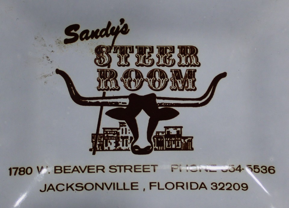 60"s Vintage Glass ADVERTISING Ashtray - SANDY'S STEER ROOM ...