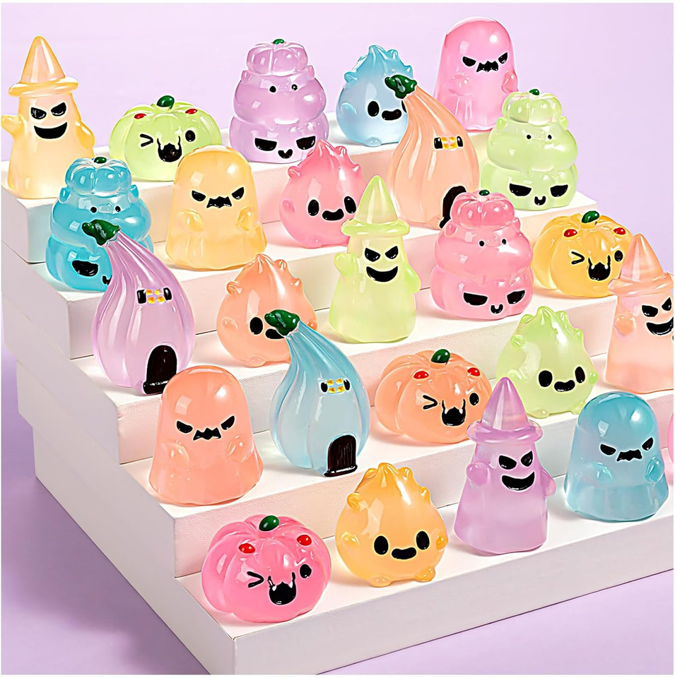 36Pcs Halloween Mini Resin Figures, Glow in Dark Tiny Set, Small ...