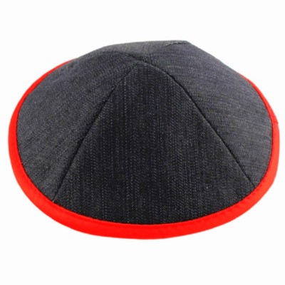 Denim Jean Black Kippah Red Rim Pin Spot Judaica 19 cm Israel Tradition ...