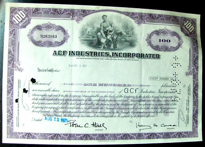 Stock certificate ACF Industries, Inc. Payee SHARE & Co 1971 | eBay