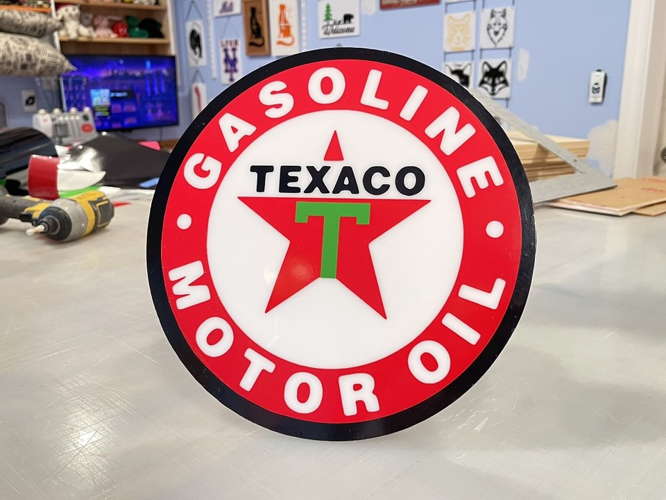Handmade Vintage Style Texaco Gas Station Sign On 10”x5mm Gloss White ...