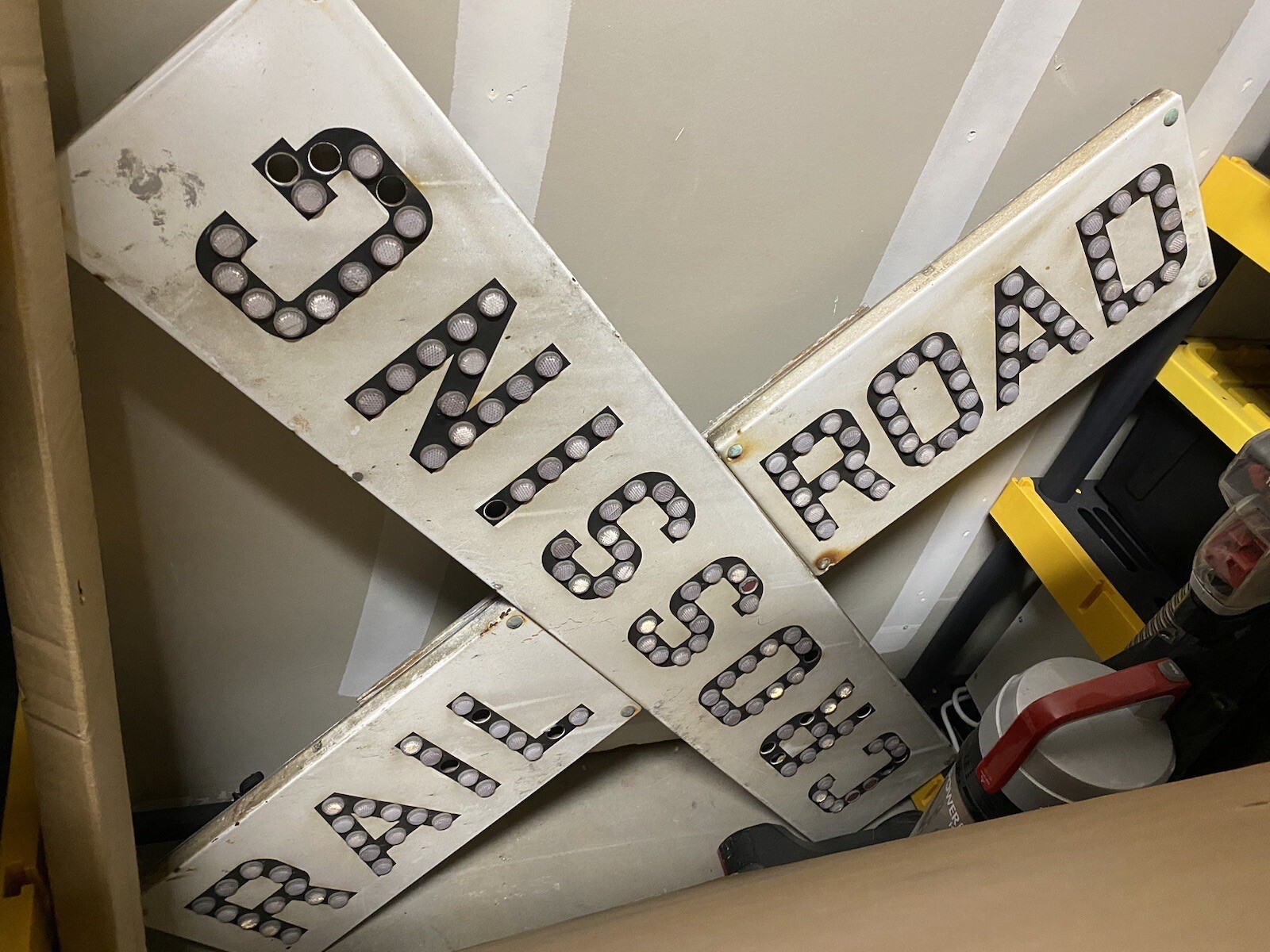 Vintage 48"x48" Railroad RR Train Crossing Crossbuck Sign w/Reflectors ...