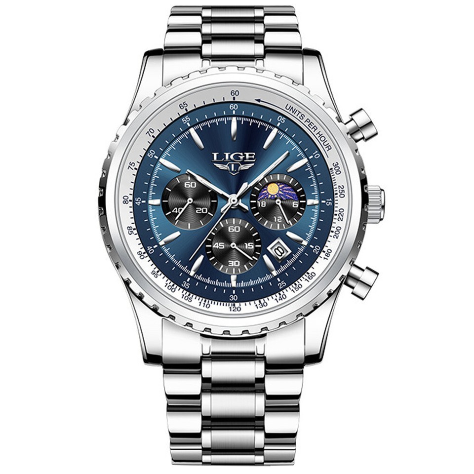 LIGE Mens Watch Multifunction Luminous Chronograph Wristwatch Male ...