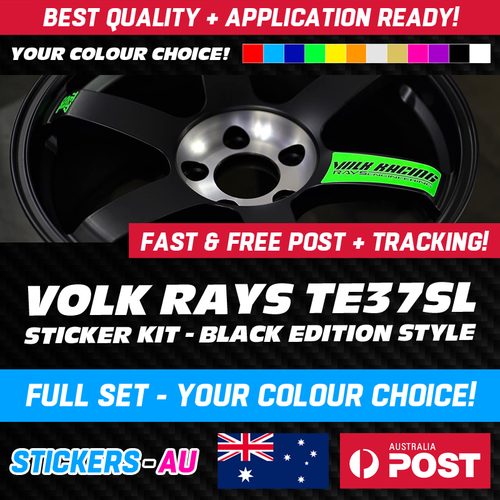 8x VOLK RAYS TE37SL / TE37 WHEEL RIM - 19" - STICKER SET - BLACK ...