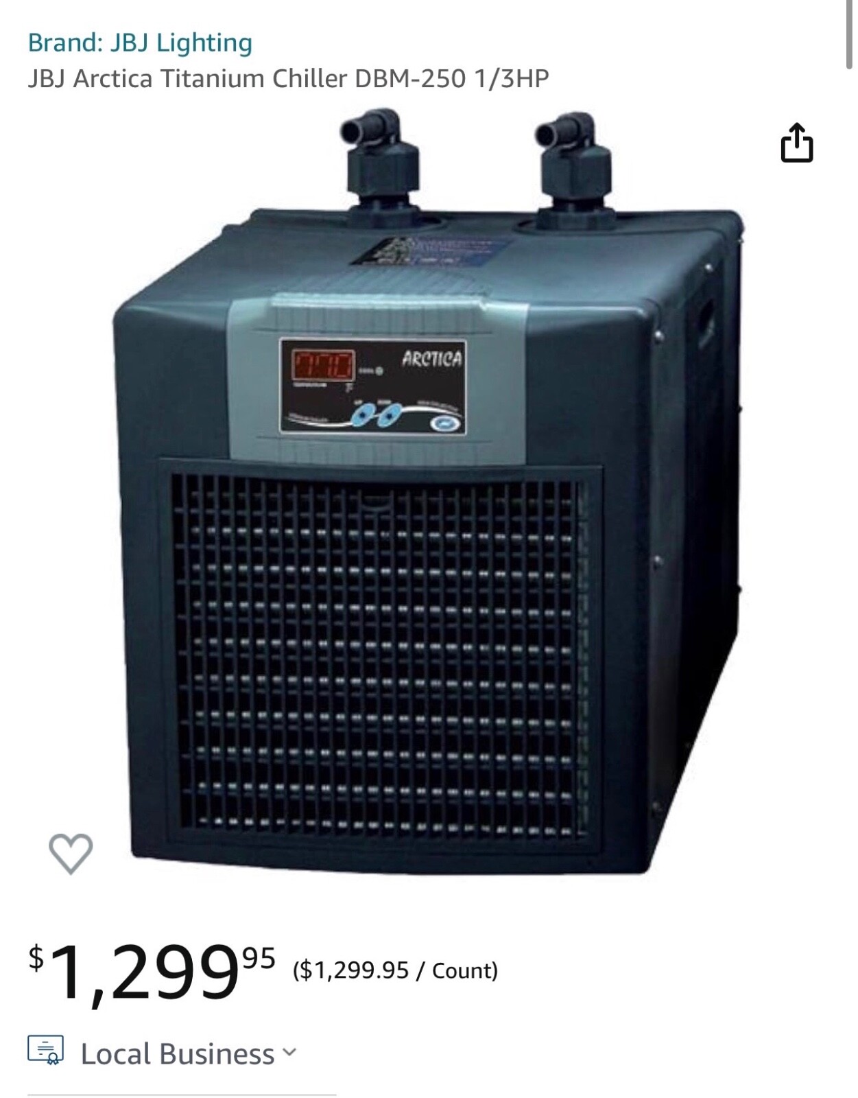 JBJ Arctica Chiller 1/3 HP Titanium Aquarium Temperature 115v Dbe-250 ...