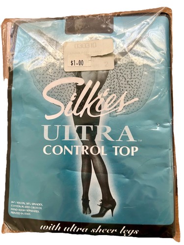 VTG Large Silkies Ultra Control Top Panty Hose Stockings Grey Gray ...