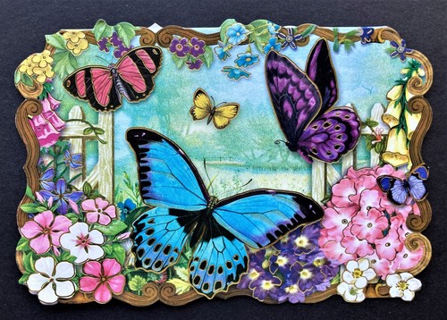 *ONE* Butterfly Note Card Blank Blue Purple Orange Yellow Floral Spring ...