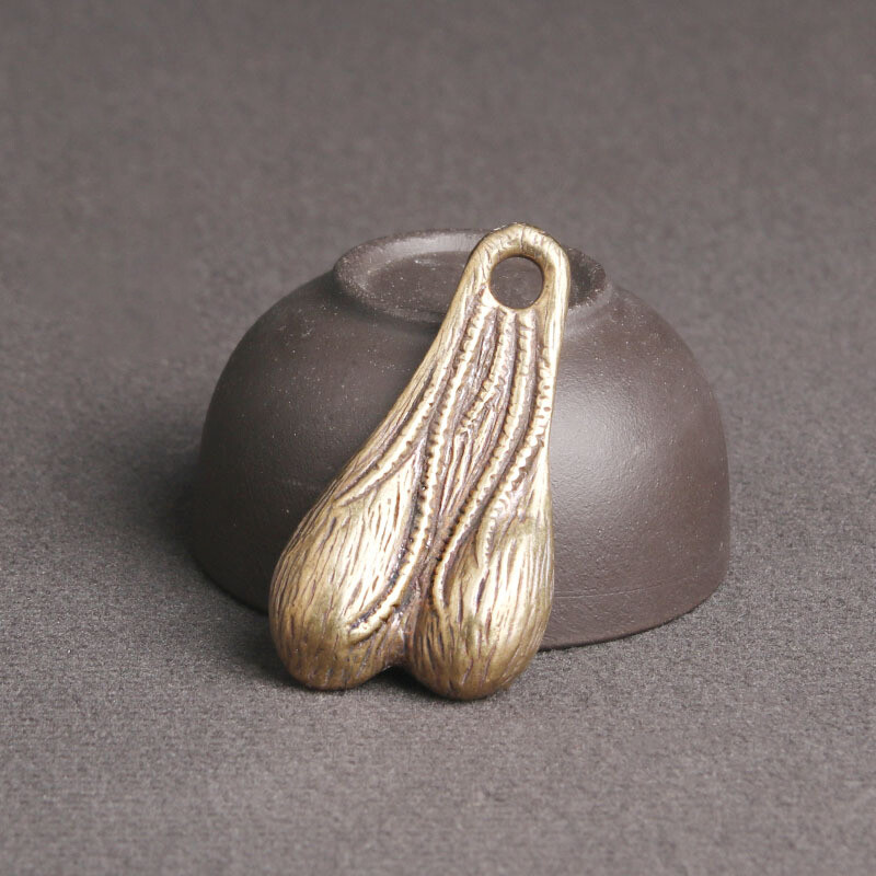 Solid Brass Men's Testicle Pendant Keychain Car Keychain DIY Accessor ...
