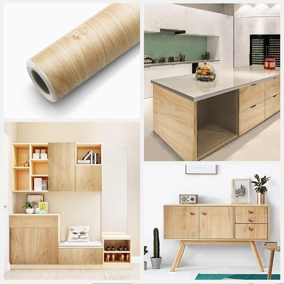 5M Gloss PVC Sticky Back Vinyl Self-Adhesive Cupboard Door Worktop ...