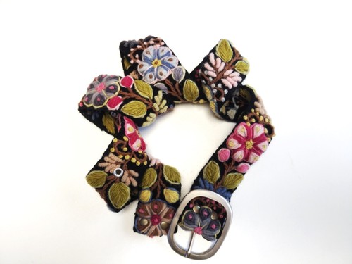 Embroidered belt floral Ivory colorful, peruvian wool embroidered belts ...