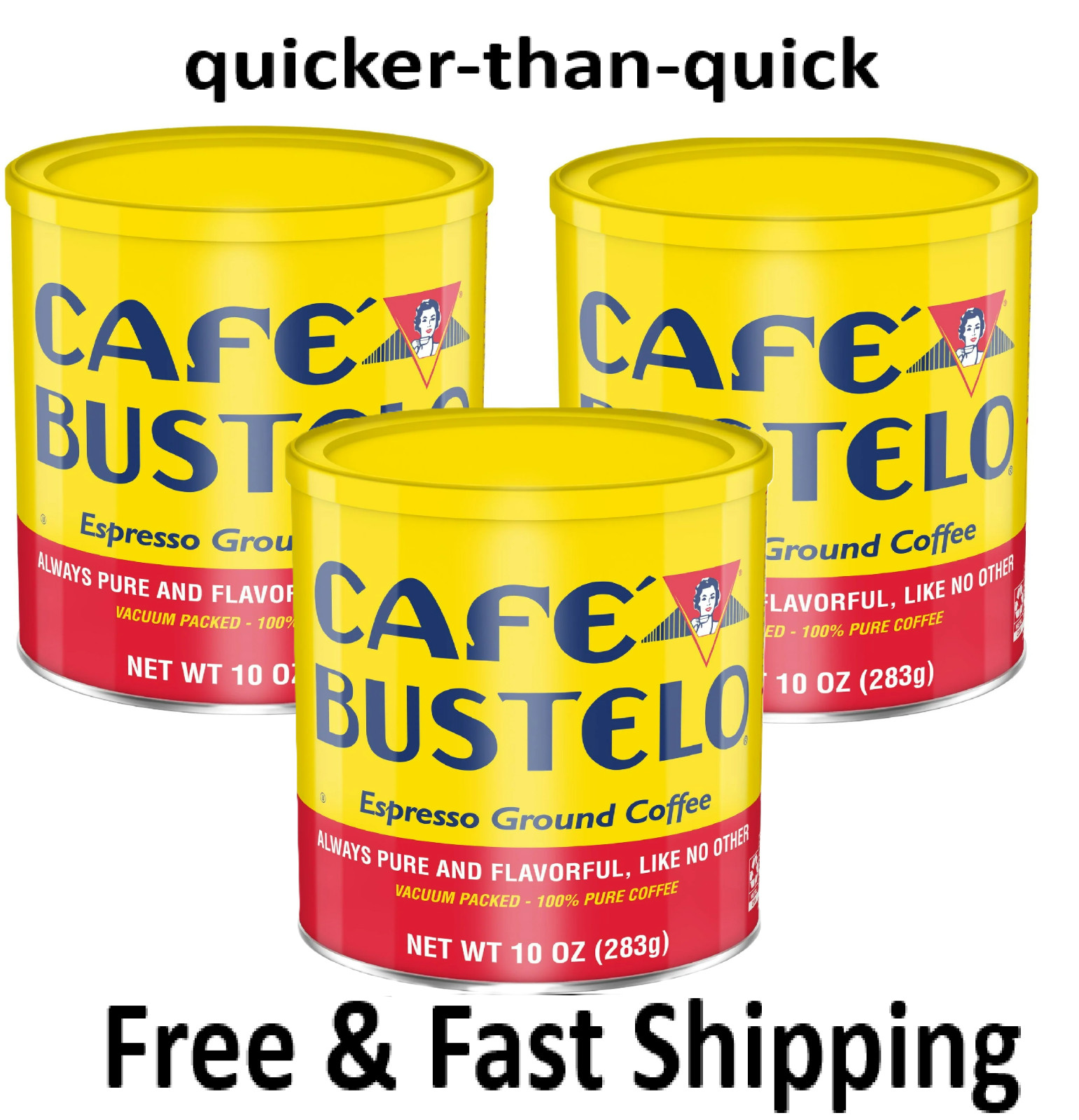 3 Cafe Bustelo, Espresso Style Dark Roast Ground Coffee, 10 oz. Can