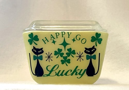 Vintage Style *Happy Go Lucky* Atomic Cats St Patrick's Day Pyrex Dish ...