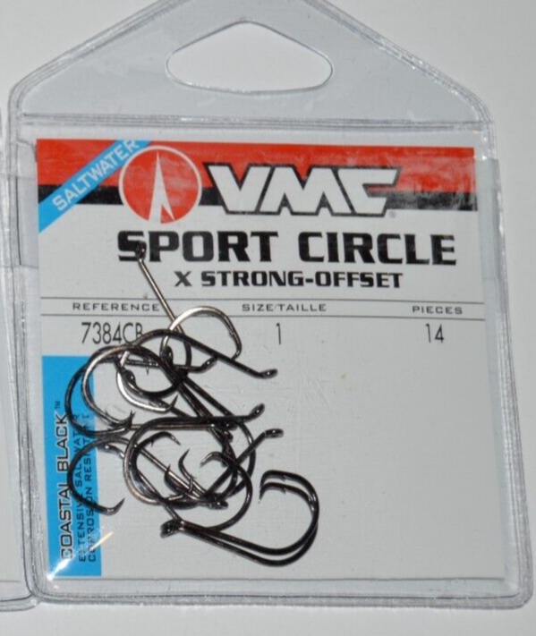 vmc saltwater sport circle hook coastal black x strong-offset size 1 7384cb | eBay