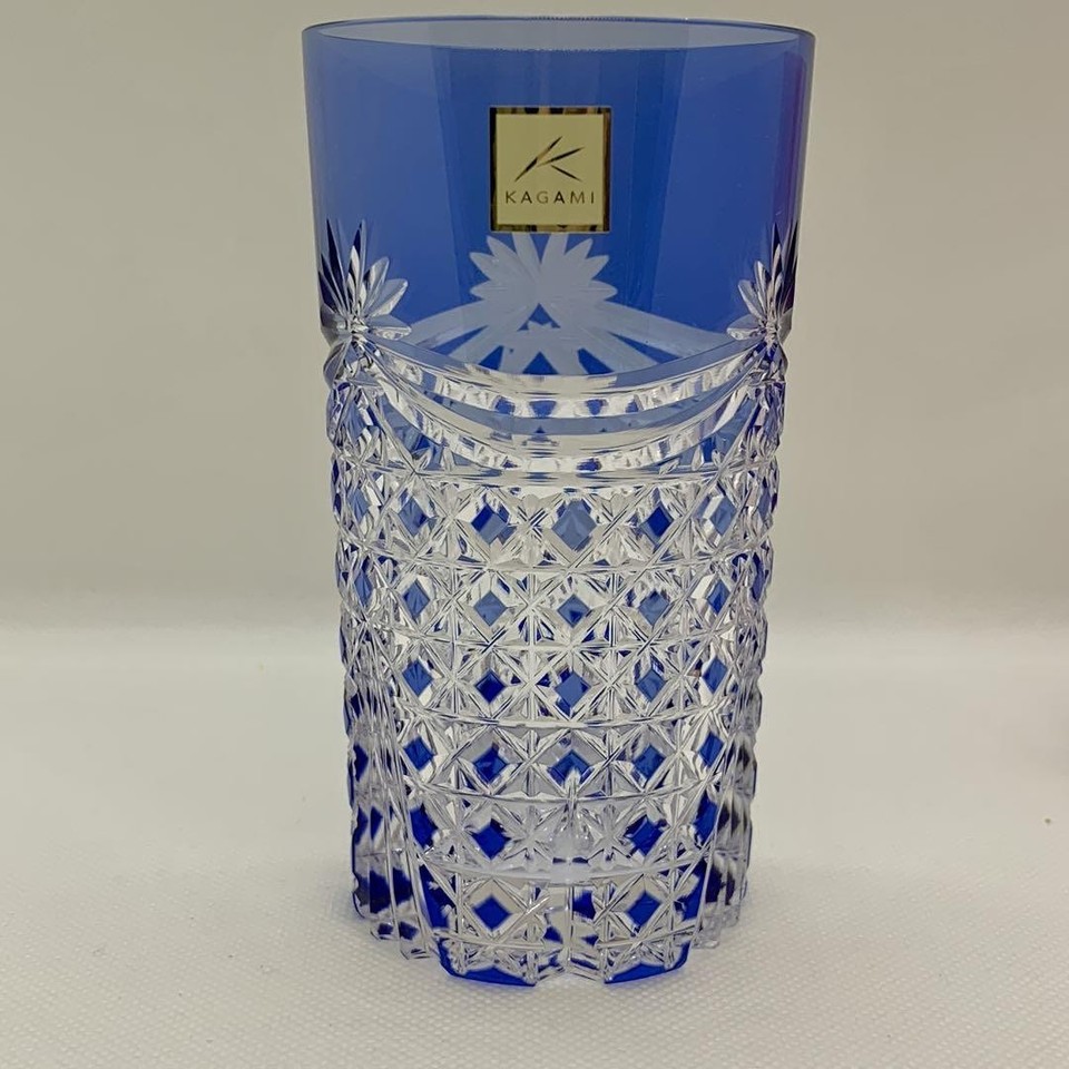 Kagami Edo Kiriko Pair Tumbler Set Blue & Pink Glass 2 Used | eBay