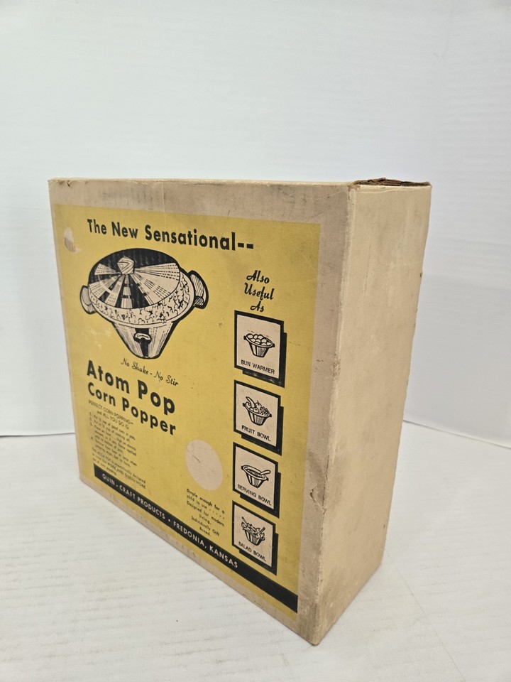1970's Atom Pop Corn Popper Original Box Aluminum Stovetop Popper FREE ...