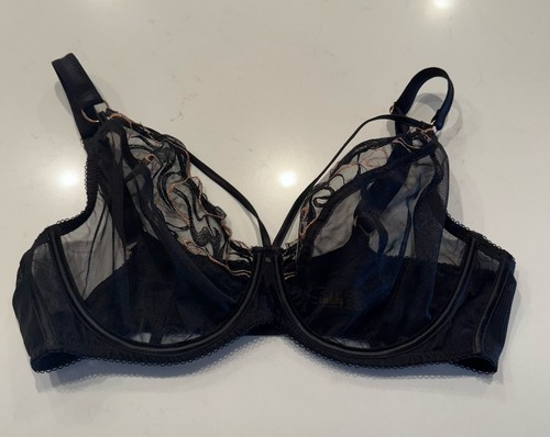 Scantilly By Curvy Kate Bra Women’s Size 38DD Black Underwire Sheer ...
