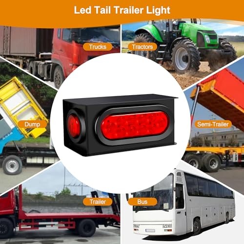 2PCS Steel Trailer Light Box Kit with 6" Oval Red 10-LED Tail Lights ...