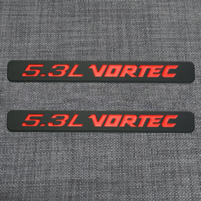 For 5.3L VORTEC Emblem Badge Black Red -2Pc | eBay