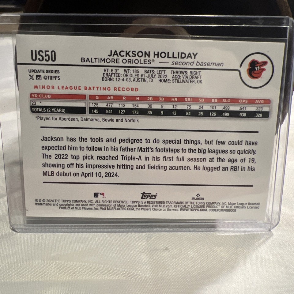 2024 Topps Update Series - #US50 Jackson Holliday (RC) Foil Rookie. Hot ...