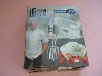 Robert Irvine Hand Mixer w/ Storage Case 5 Speed 200 Watts Silver Brand ...