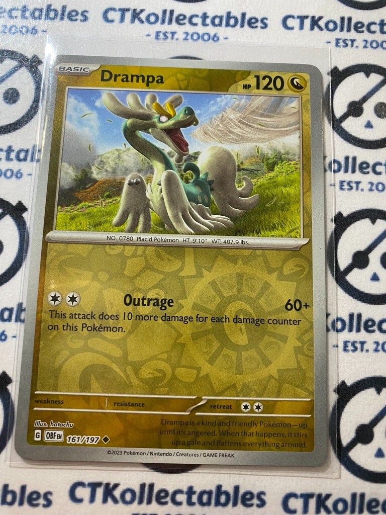 Drampa Reverse Holo #161/197 2023 Obsidian Flames Pokemon Card | eBay UK