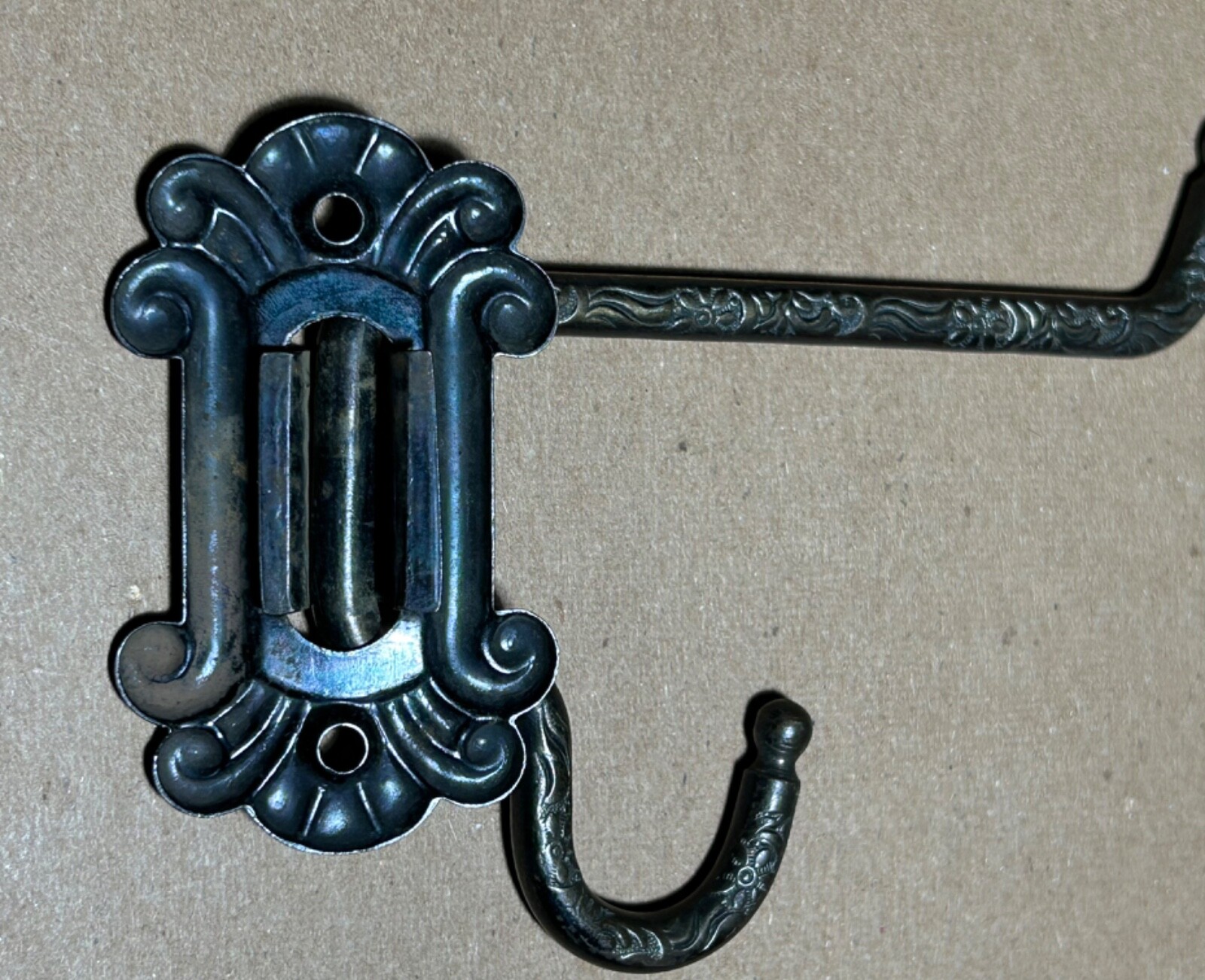 Victorian 3x Eastlake Swing Arm/Folding WALL HOOKS vtg cast iron steel ...