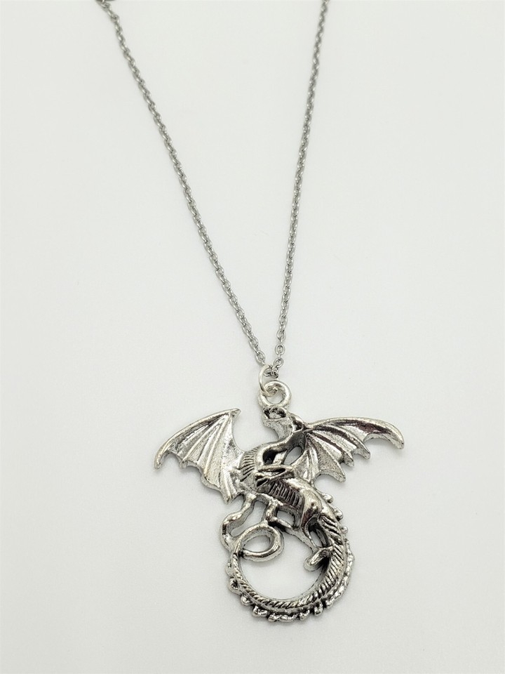 Dragon Necklace Large Silver Dragon Pendant on Stainless Steel Chain | eBay