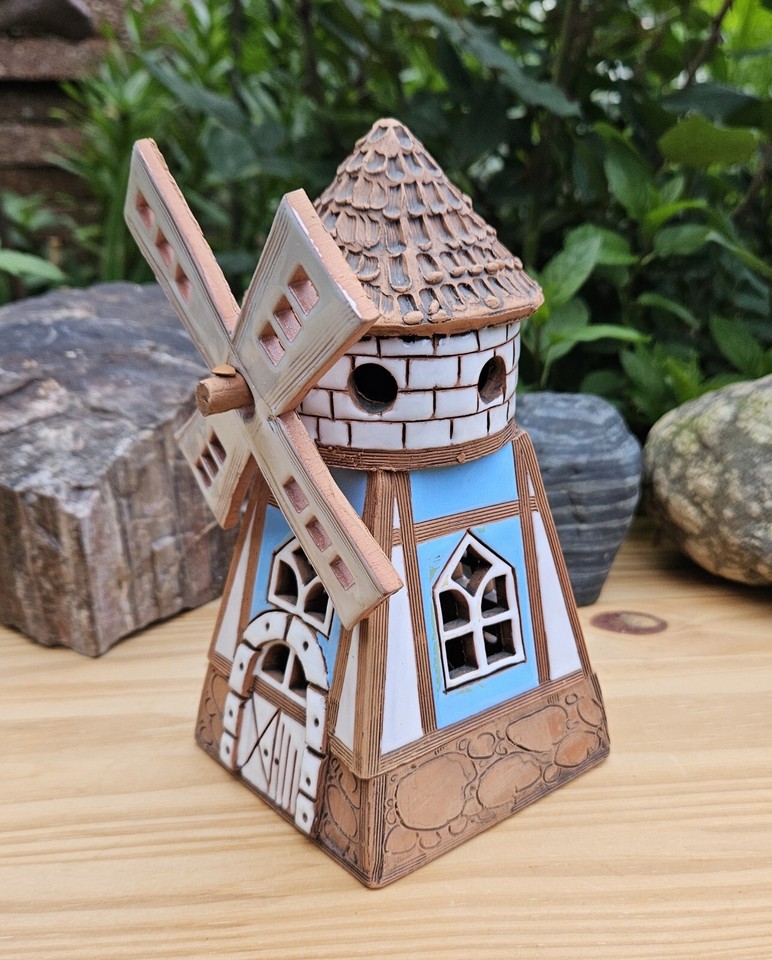 Rare Vintage Dutch Windmill Clay Pottery Sculpture Handmade in ...